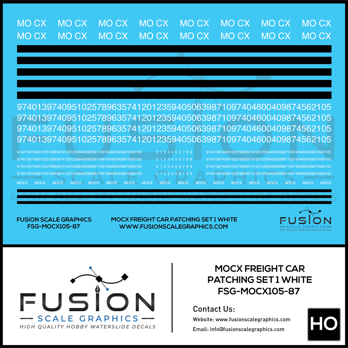 HO Scale White MOCX Covered Hoppers Patching Decal Set 1 – Fusion Scale ...
