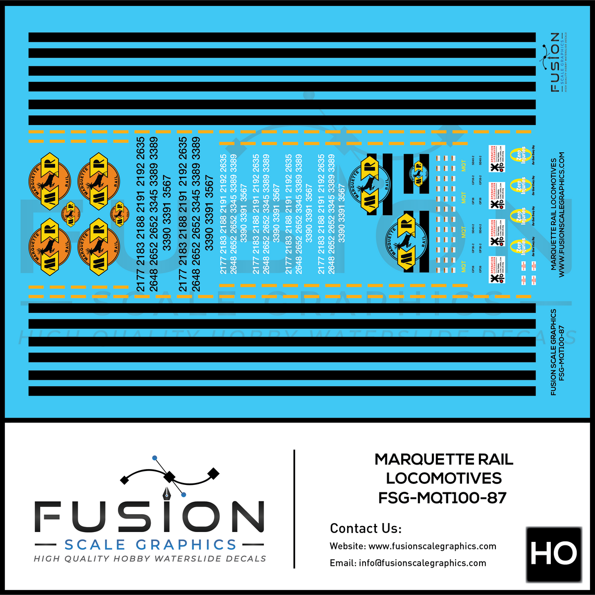 HO Scale Marquette Rail Locomotives Decal Set – Fusion Scale Graphics