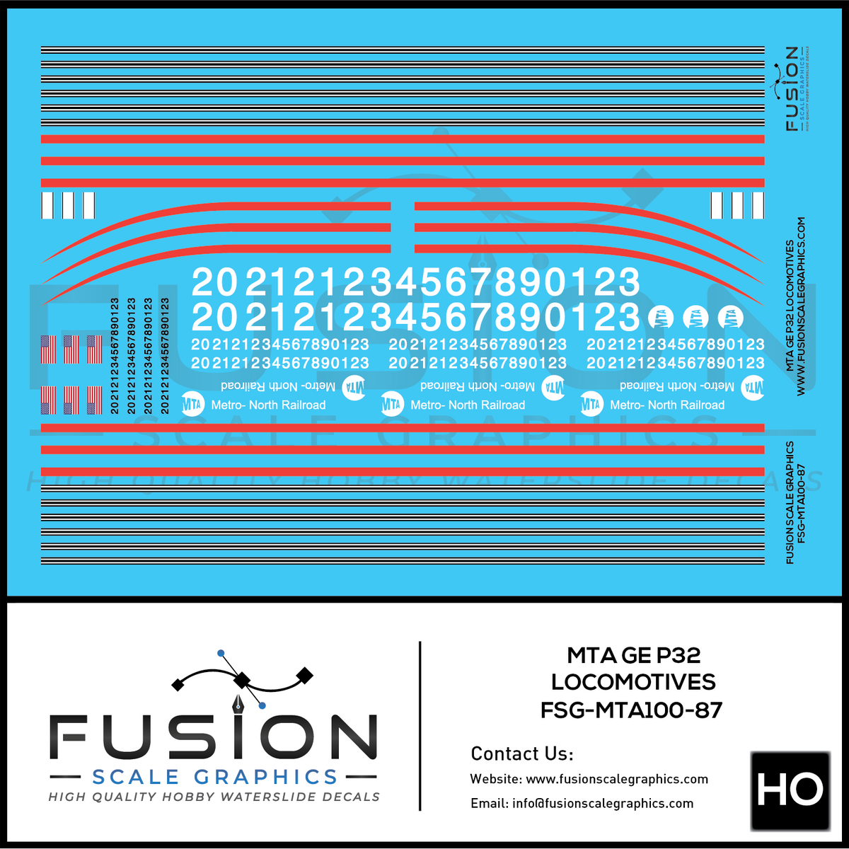 HO Scale MTA GE P32 Locomotive Decal Set – Fusion Scale Graphics