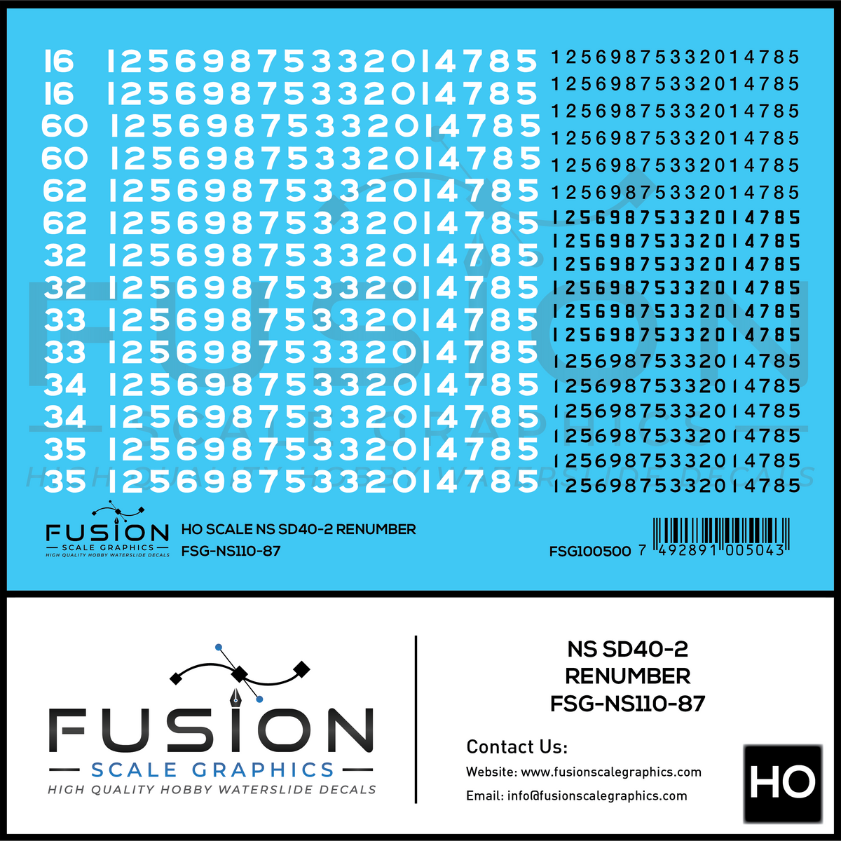 HO Scale Norfolk Southern EMD SD40-2 Locomotive Renumber Patch Decal S ...