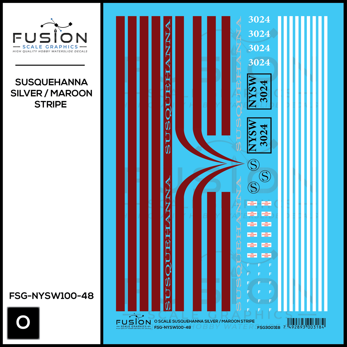 O Scale Susquehanna SD40-2 Silver w/ Maroon Stripe 3024 Decal Set ...