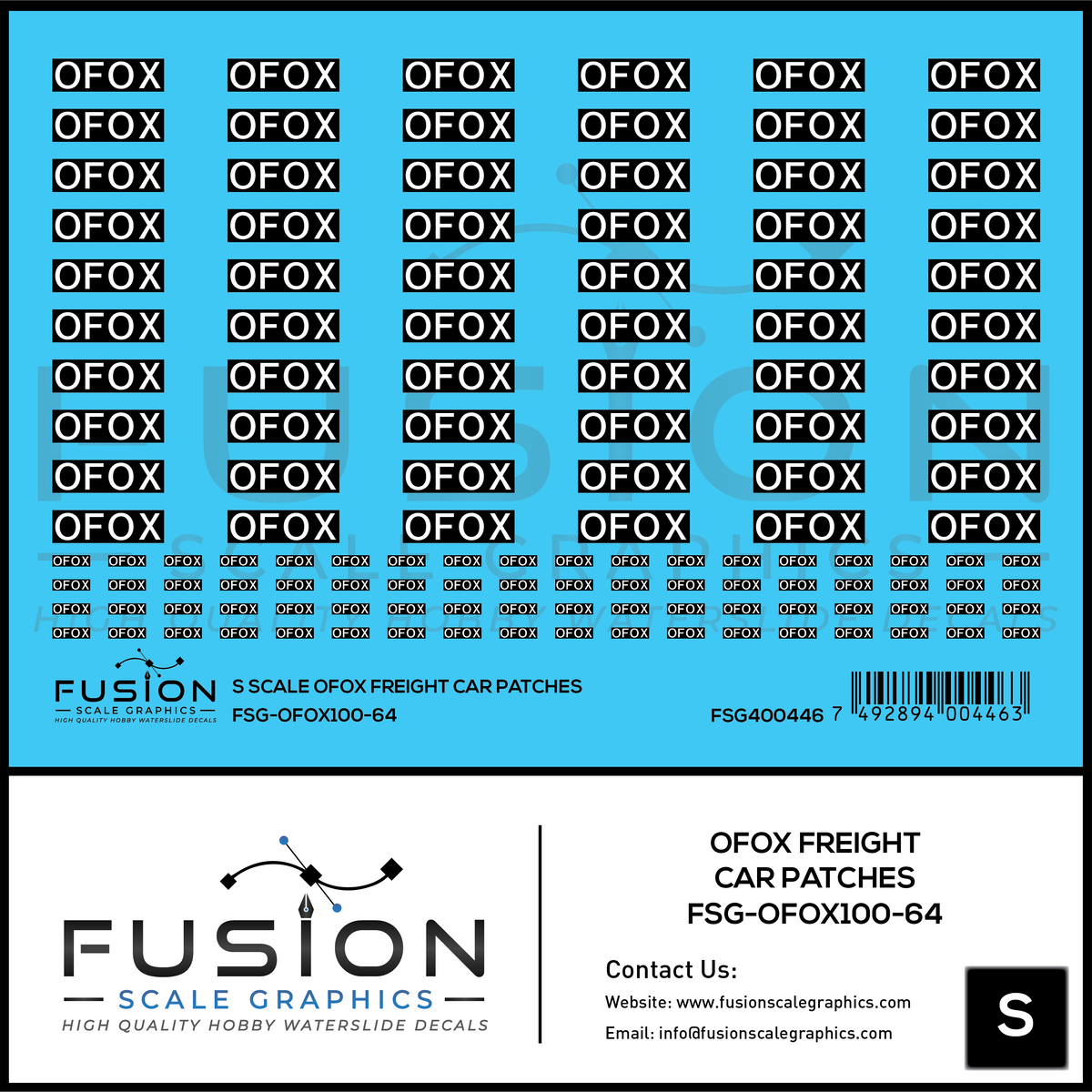 S Scale OFOX White/Black Freight Car Patch Outs Decal Set – Fusion ...