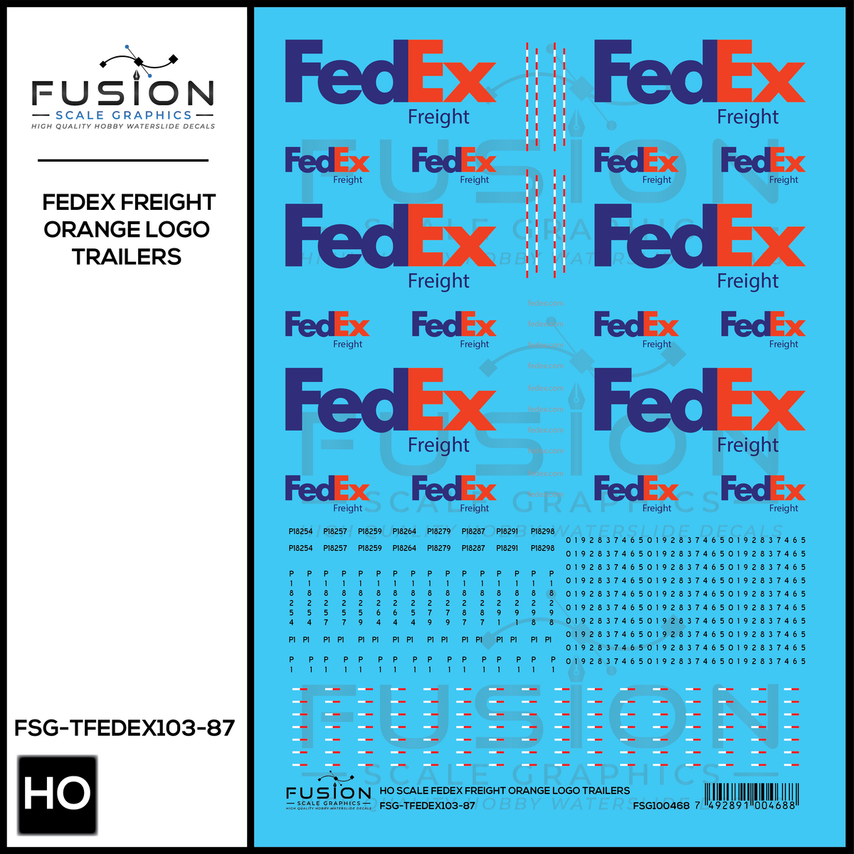HO Scale FedEx Freight Orange Trailer Decal Set – Fusion Scale Graphics