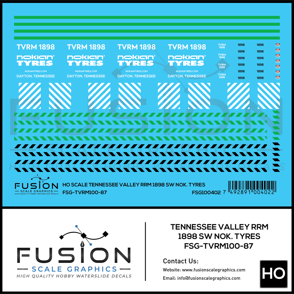 HO Scale Tennessee Valley Railroad Museum 1898 Nokian Tyres Decal Set ...