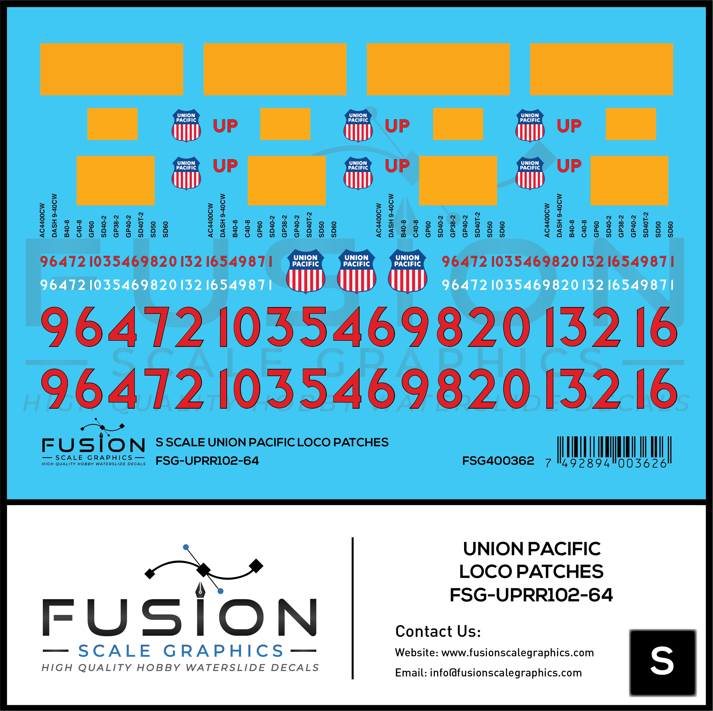 Fusion Scale Graphics: Model Train Decals | Custom Waterslide Decals