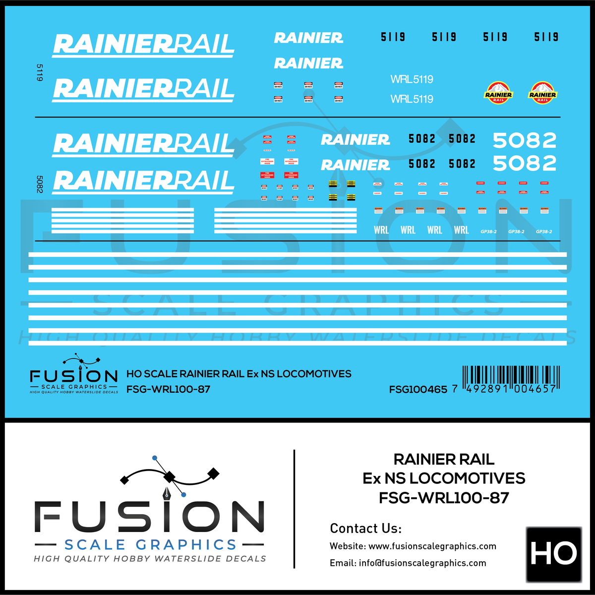 HO Scale Rainier Rail Ex NS GP38-2 Locomotives Decal Set – Fusion Scale ...