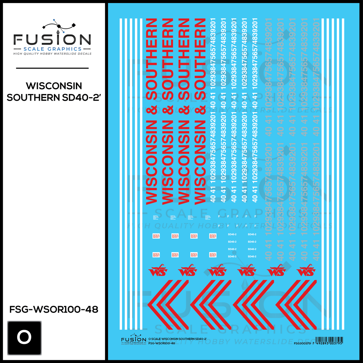O Scale Wisconsin Southern SD40-2 Locomotives Decal Set – Fusion Scale ...