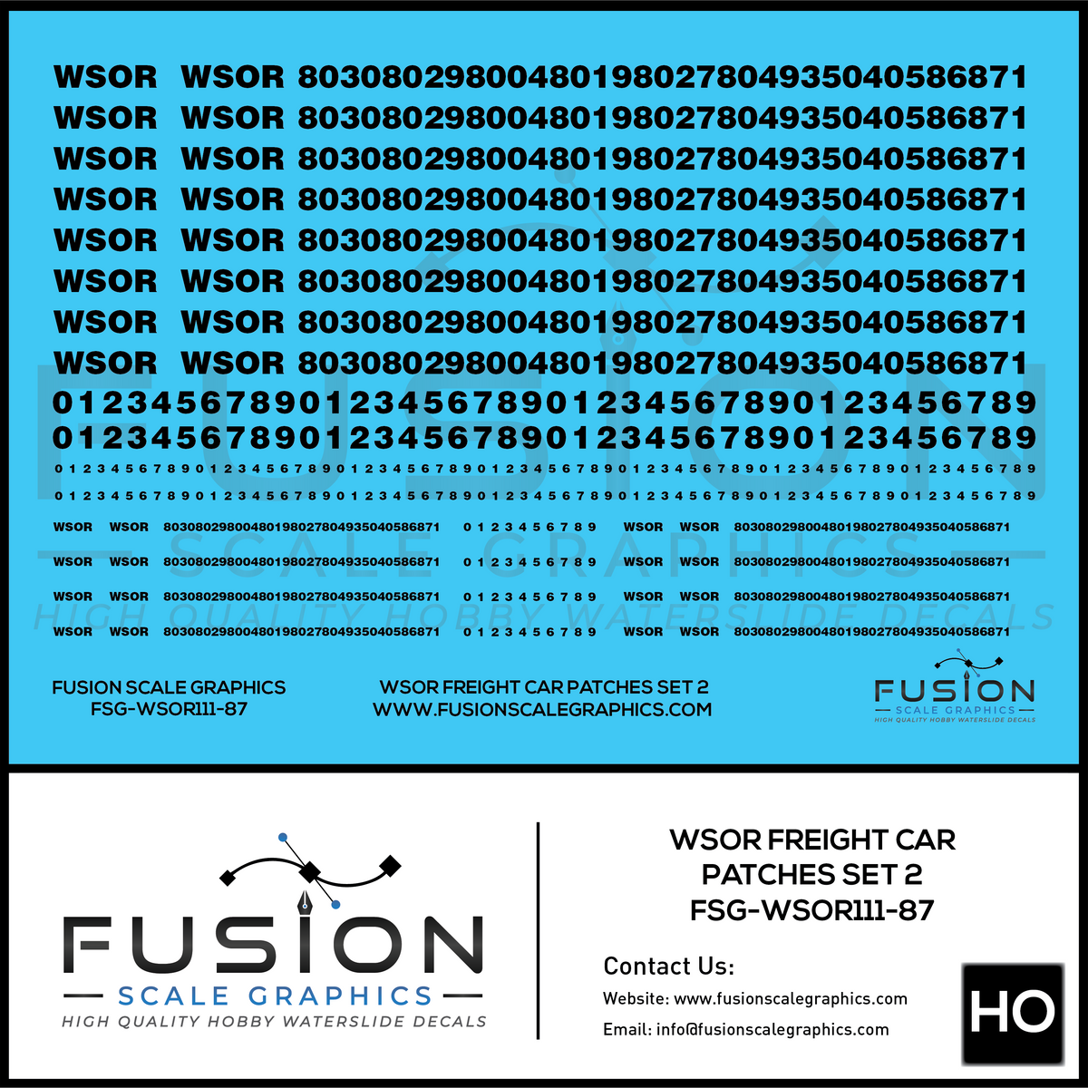 HO Scale Wisconsin & Southern WSOR Black Freight Car Patching Decal Se ...