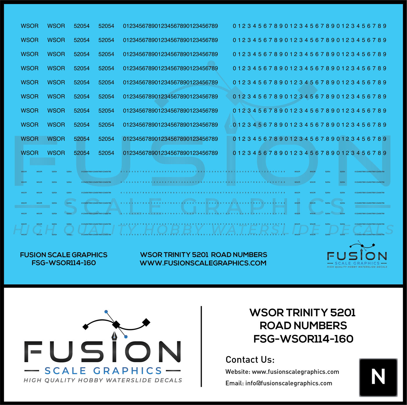 Fusion Scale Graphics: Model Train Decals | Custom Waterslide Decals