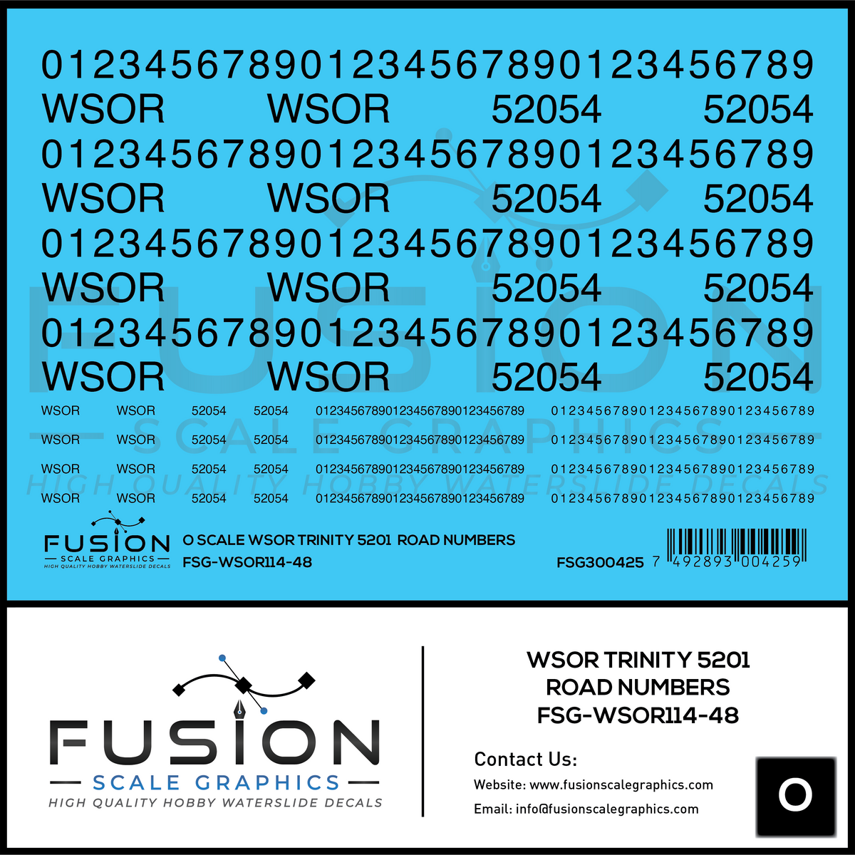 O Scale Wisconsin Southern Trinity 5201 Road Numbers Decal Set – Fusion ...