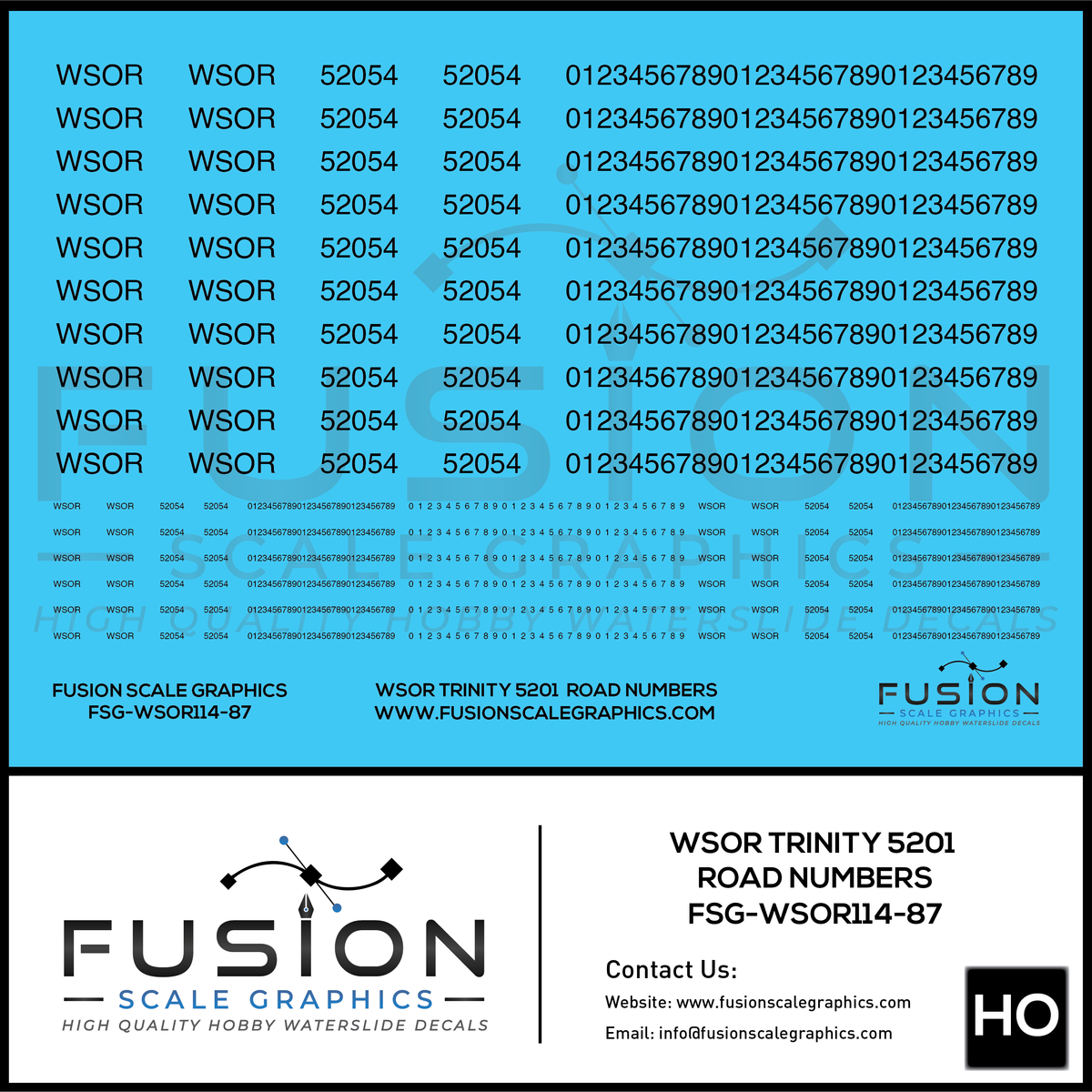 HO Scale WSOR Trinity 5201 Road Numbering Decal Set – Fusion Scale Graphics