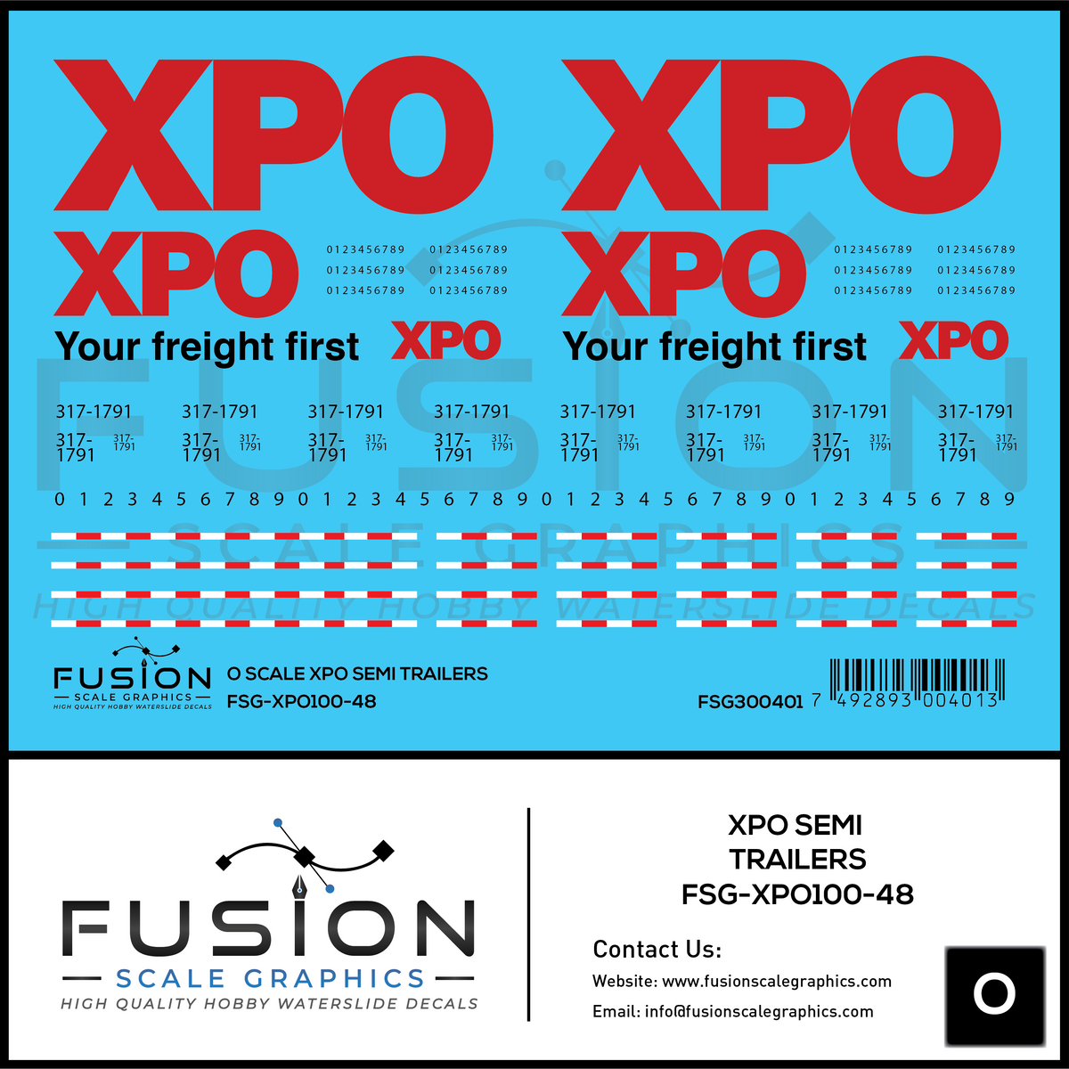 O Scale XPO Semi Trailers Decal Set – Fusion Scale Graphics