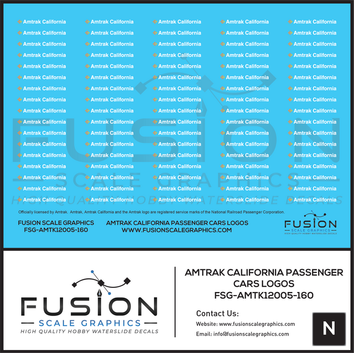 N Scale Amtrak California Passenger Car Logos Decal Set – Fusion Scale ...