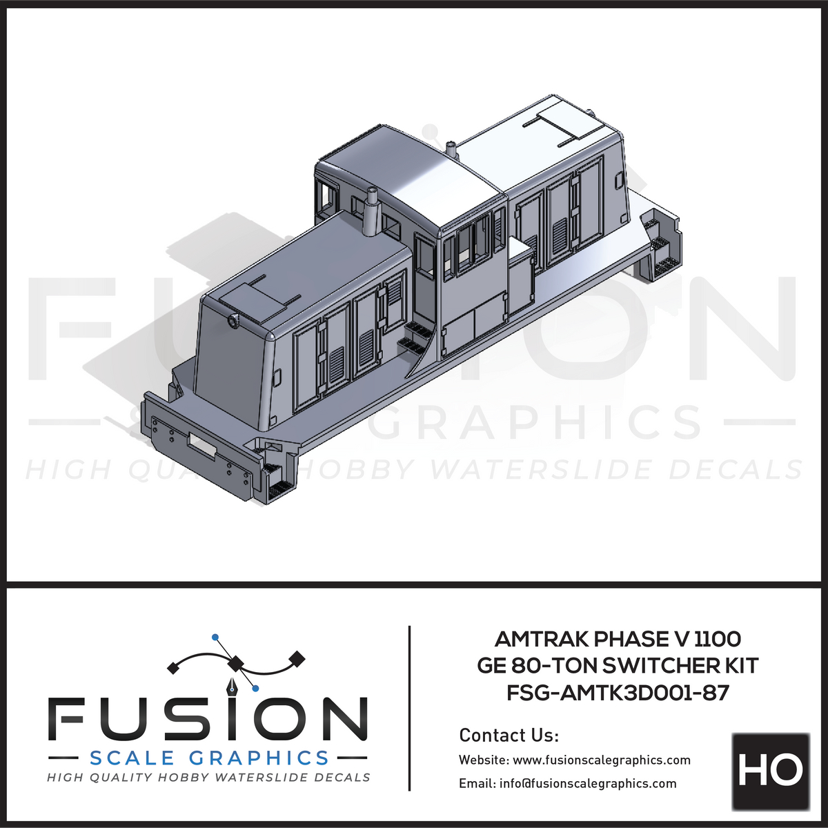 HO Scale Amtrak Phase V 1100 GE 80-Ton Switcher Kit – Fusion Scale Graphics