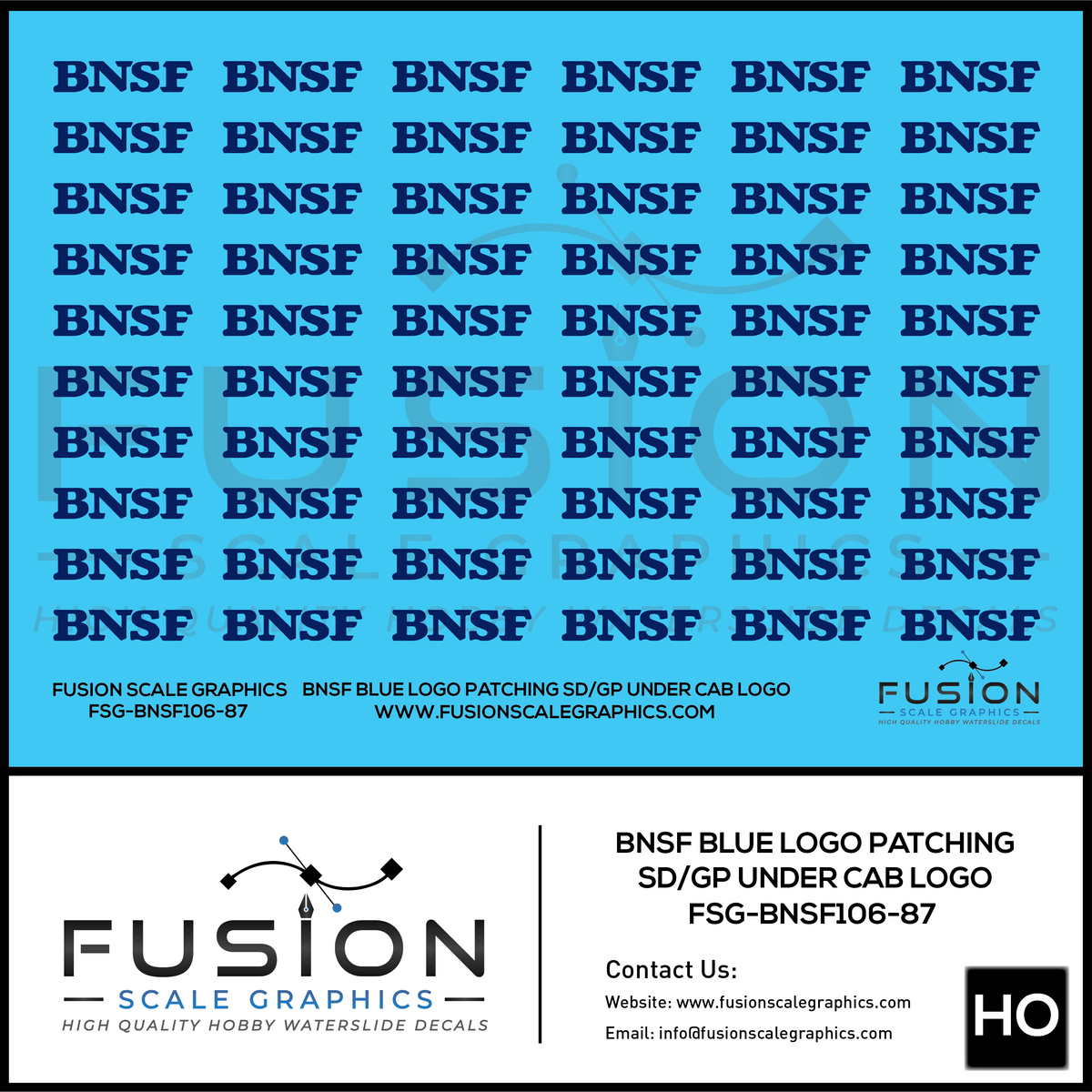 HO Scale BNSF Blue Logo Locomotive Patching Decal Set – Fusion Scale ...