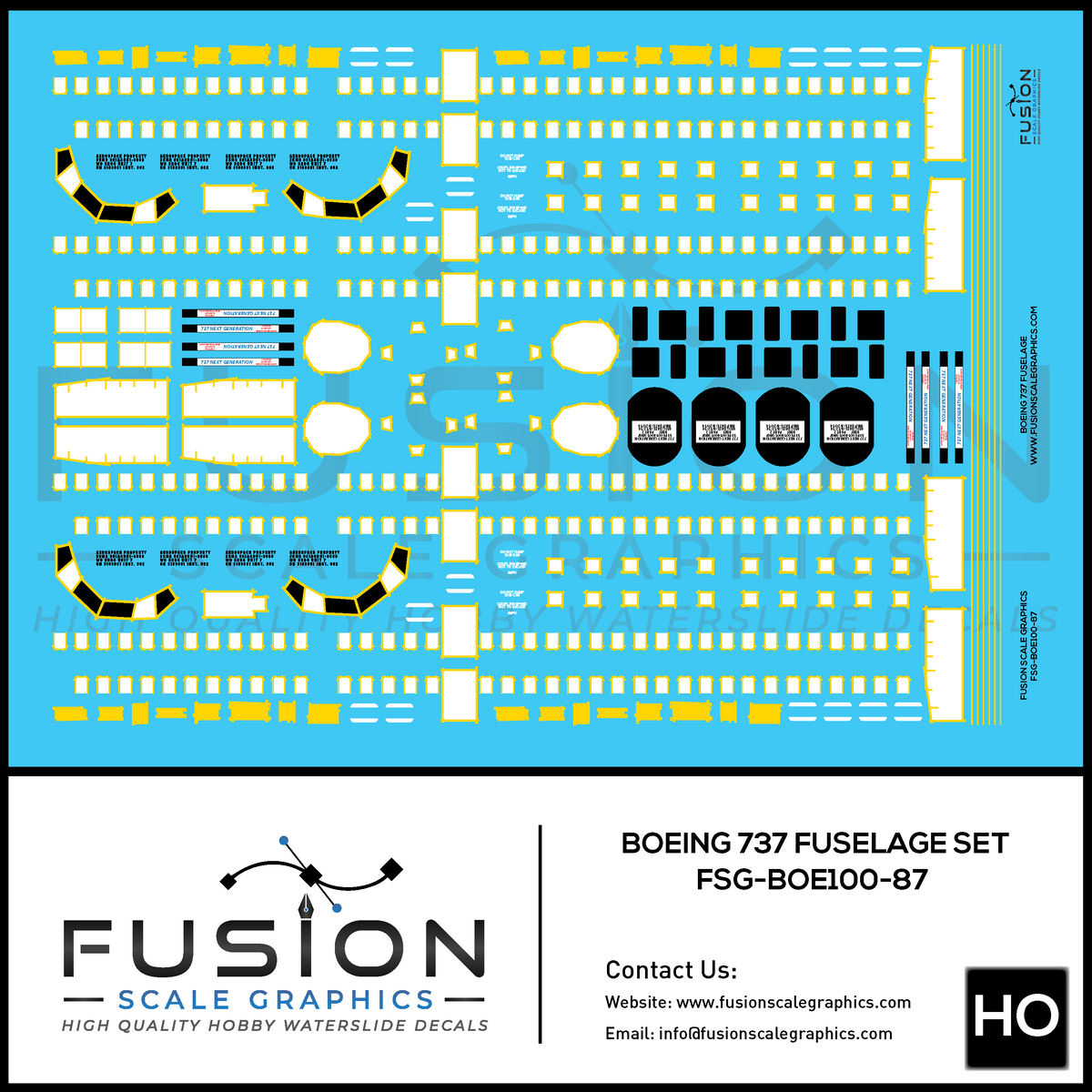 HO Scale Boeing 737 Fuselage Decal Set – Fusion Scale Graphics