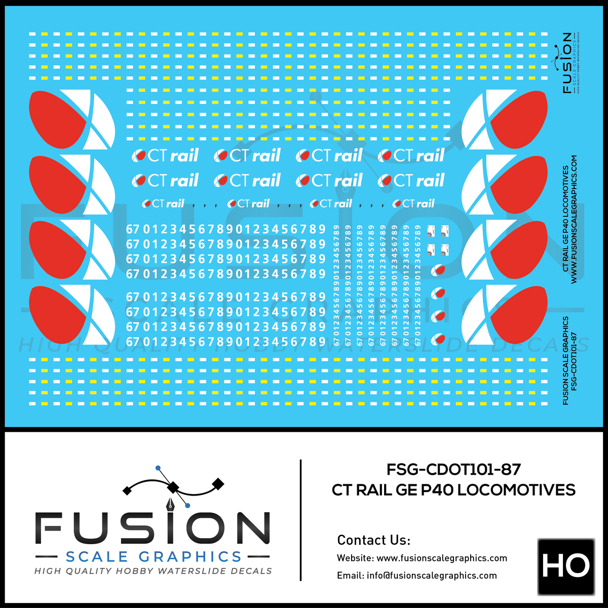 HO Scale CT Rail GE P40DC Locomotive Decal Set – Fusion Scale Graphics