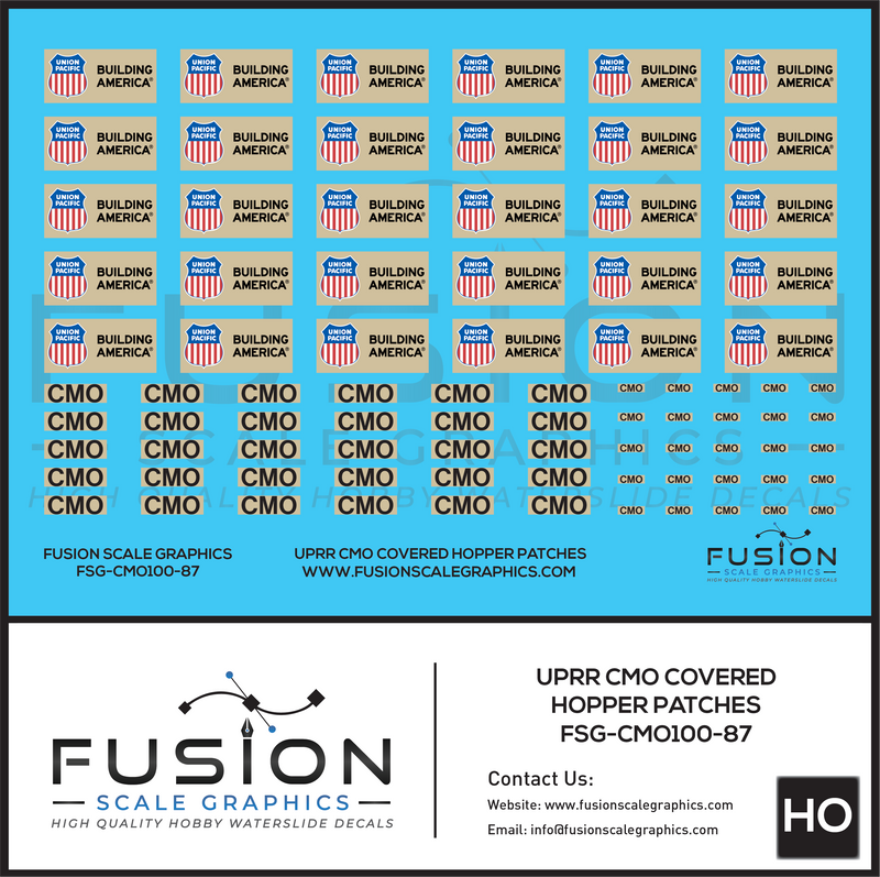 HO Scale Union Pacific CMO Covered Hopper Patch Decal Set – Fusion ...