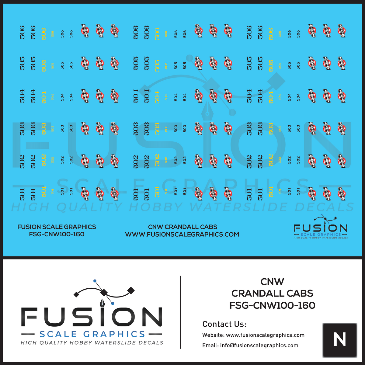 N Scale CNW Crandall Cabs Decal Set – Fusion Scale Graphics