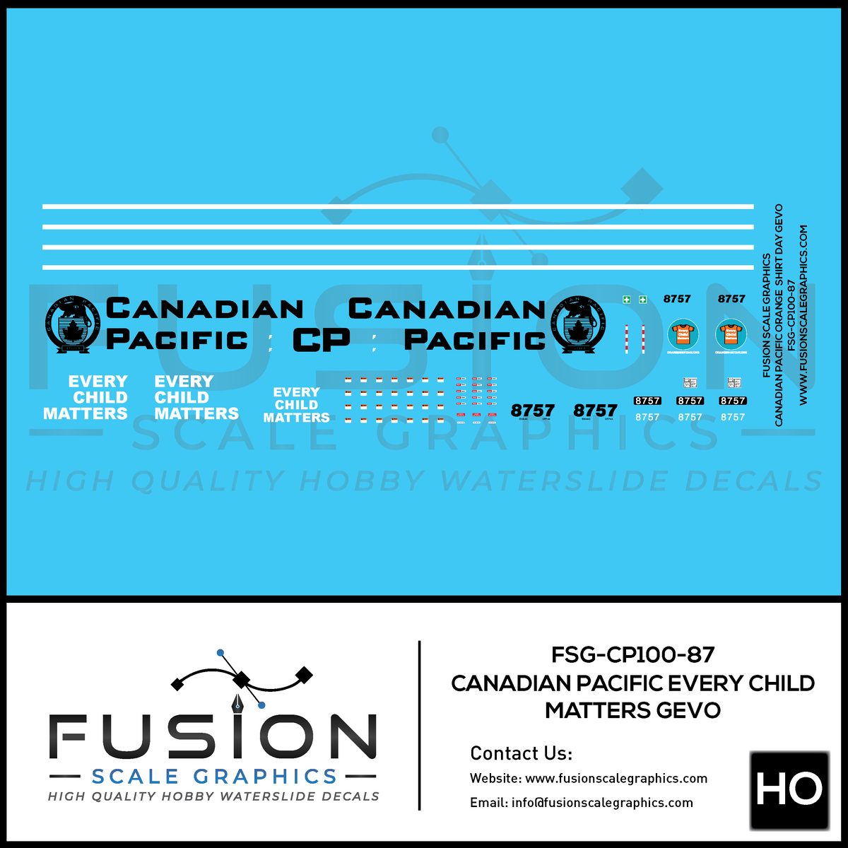 HO Scale Canadian Pacific Every Child Matters GEVO Decal Set – Fusion ...