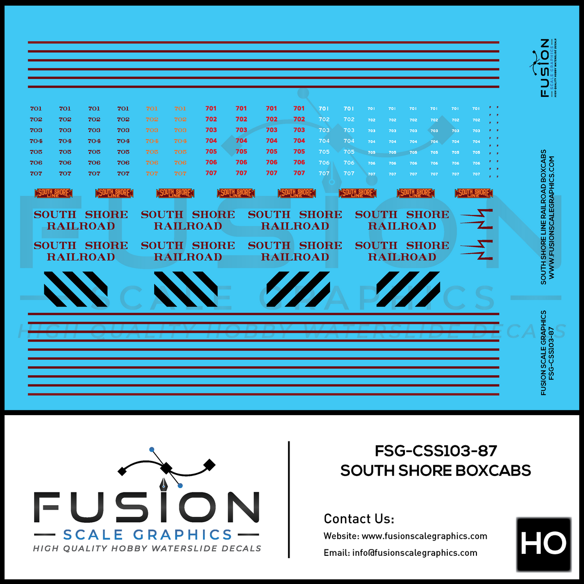 HO Scale South Shore Railroad Boxcabs Decal Set – Fusion Scale Graphics