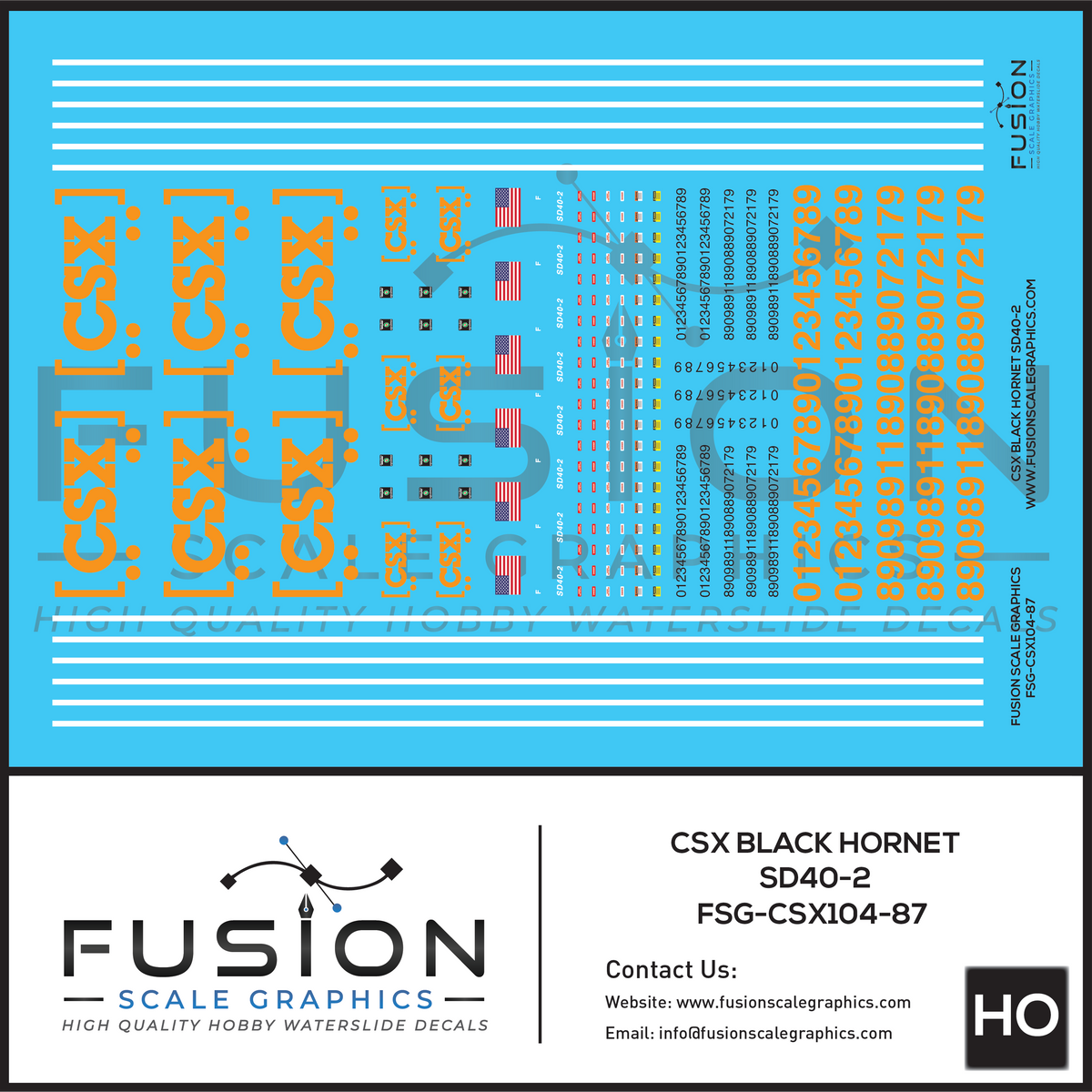 HO Scale CSX Black Hornet EMD SD40-2 Locomotive Decal Set – Fusion ...