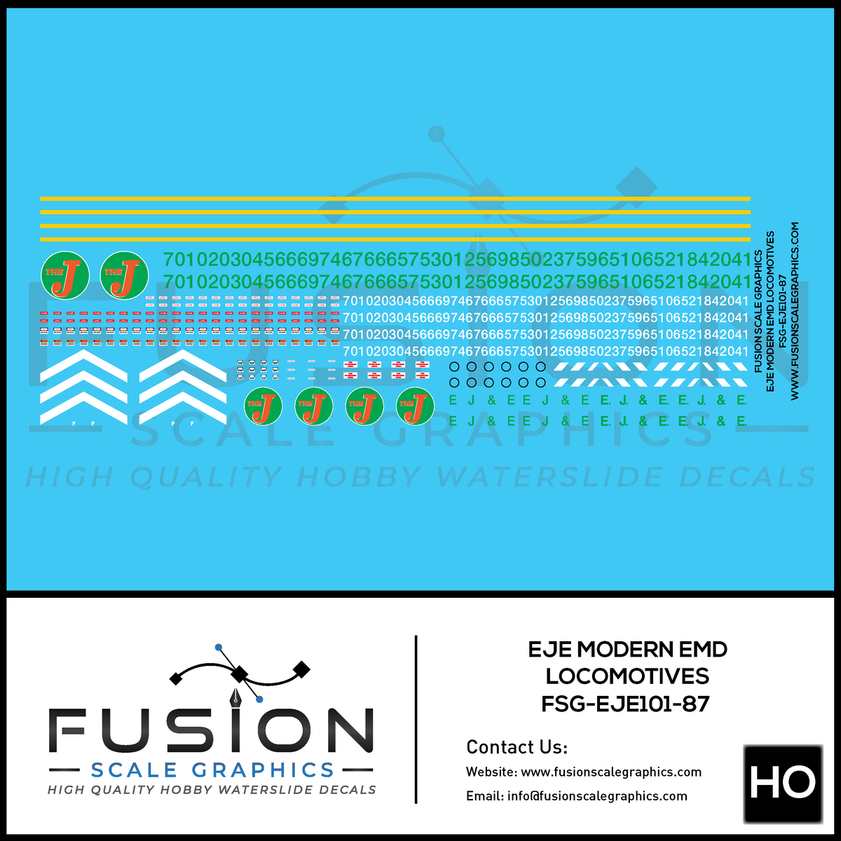 HO Scale Modern EJE EMD Locomotives Decal Set – Fusion Scale Graphics