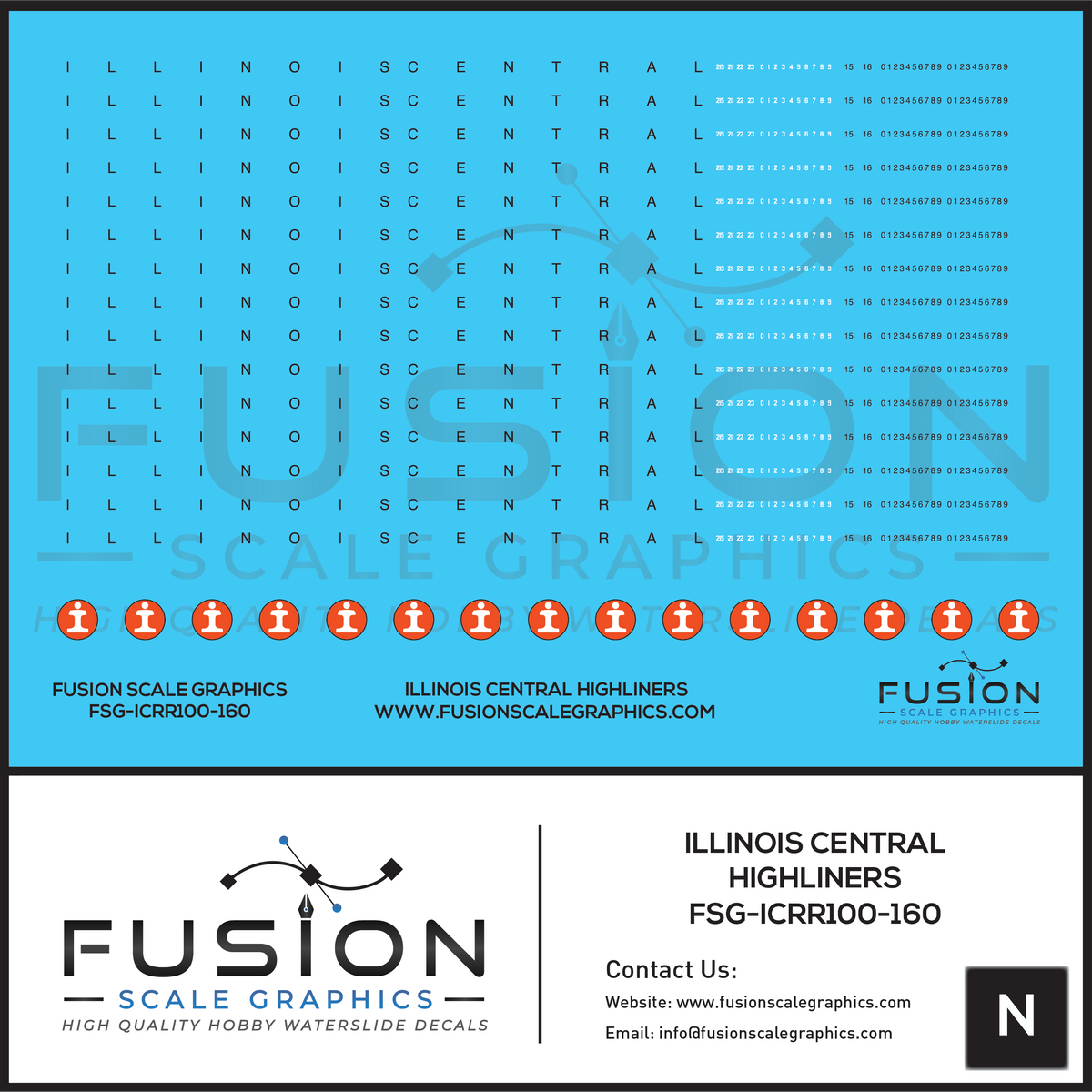 N Scale Illinois Central Railroad Highliner Decal Set – Fusion Scale ...
