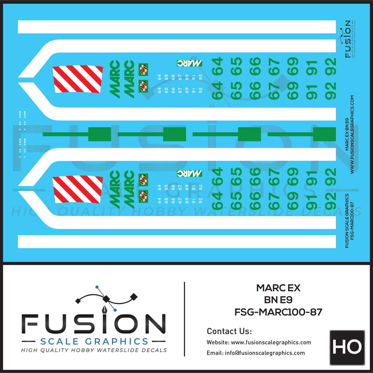 HO Scale MARC ex BN E9 Locomotives Decal Set – Fusion Scale Graphics