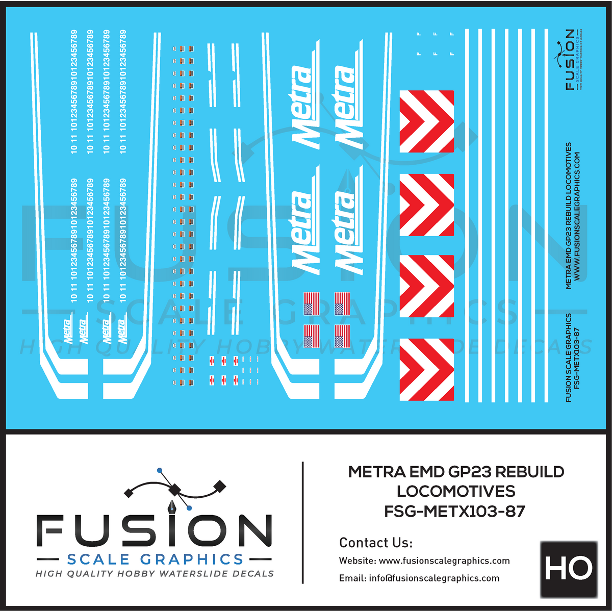 HO Scale Metra EMD GP23 Rebuild Locomotive Decal Set – Fusion Scale ...