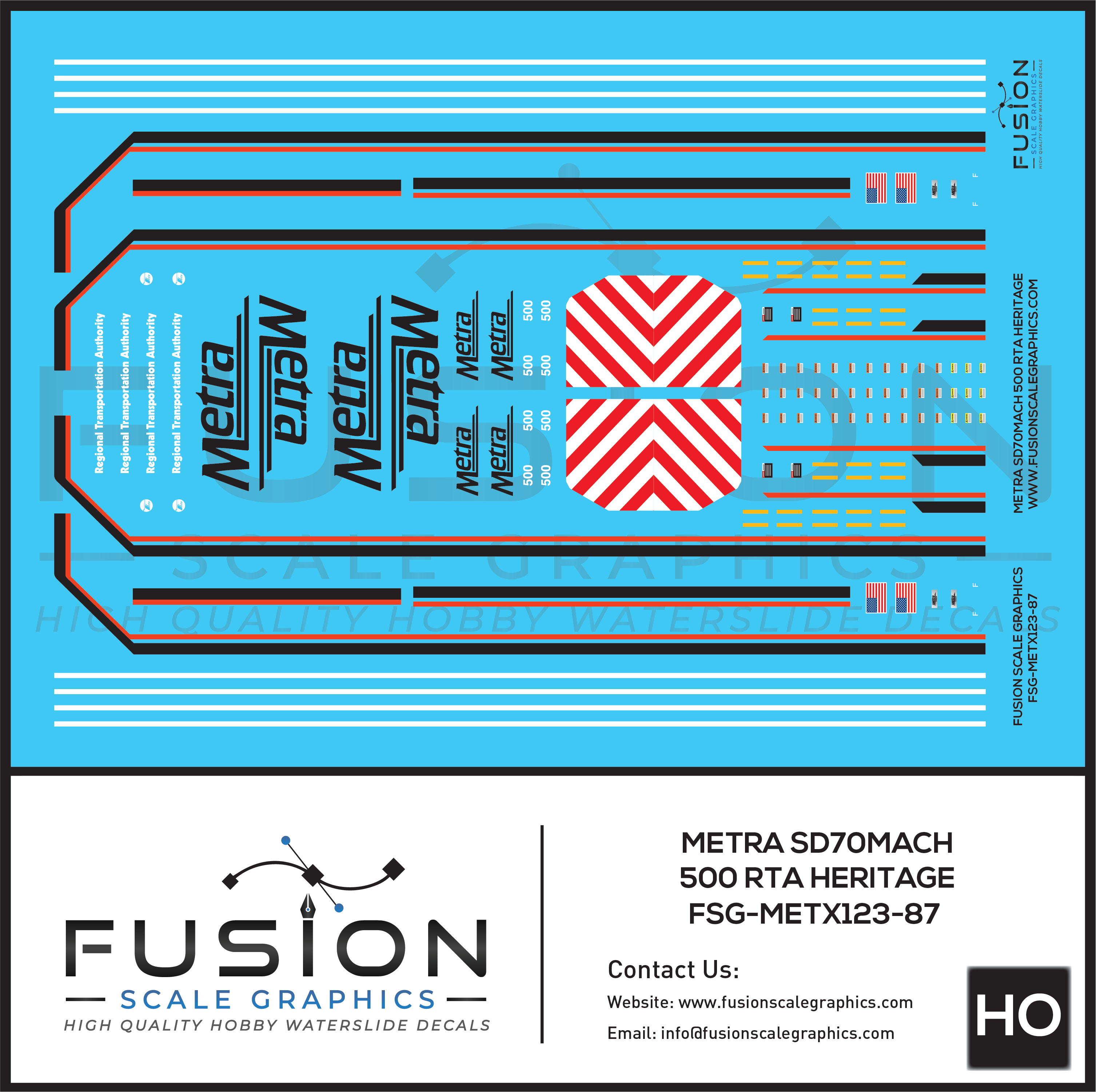 Metra | Locomotive | SD70MACH | Decal | HO Scale | Model Trains | N#N# – Fusion Scale Graphics