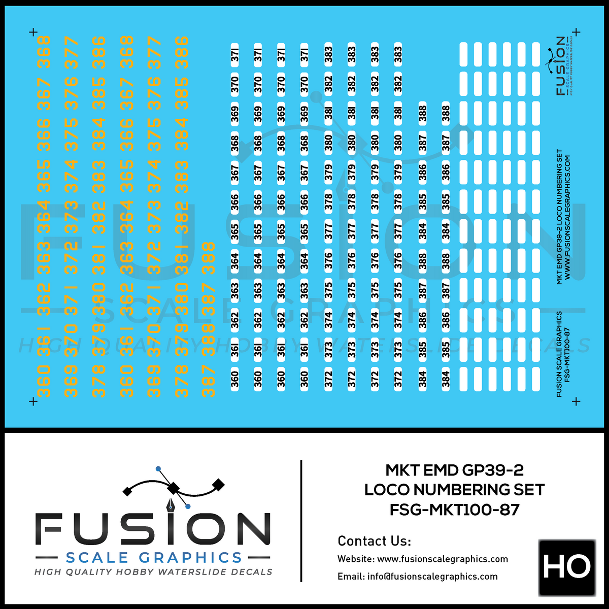 HO Scale MKT EMD GP39-2 Locomotive Numbering Decal Set – Fusion Scale ...