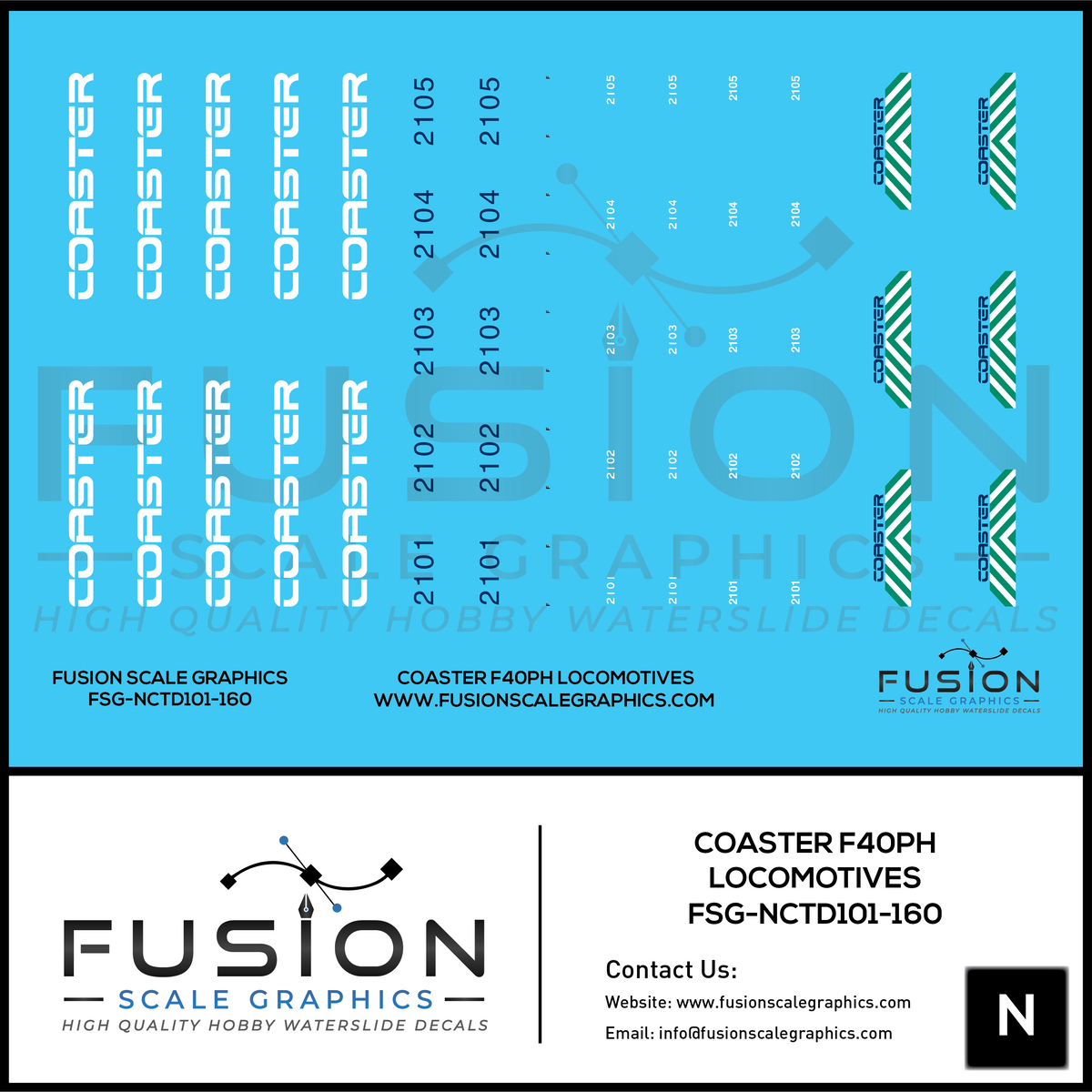 N Scale Coster F40PH Locomotives Decal Set – Fusion Scale Graphics