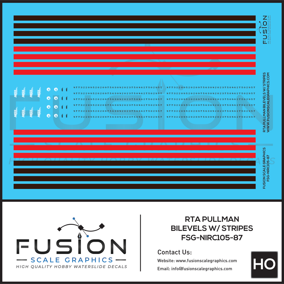 HO Scale RTA Pullman BiLevel Cars Decal Set W/ Stripes – Fusion Scale ...