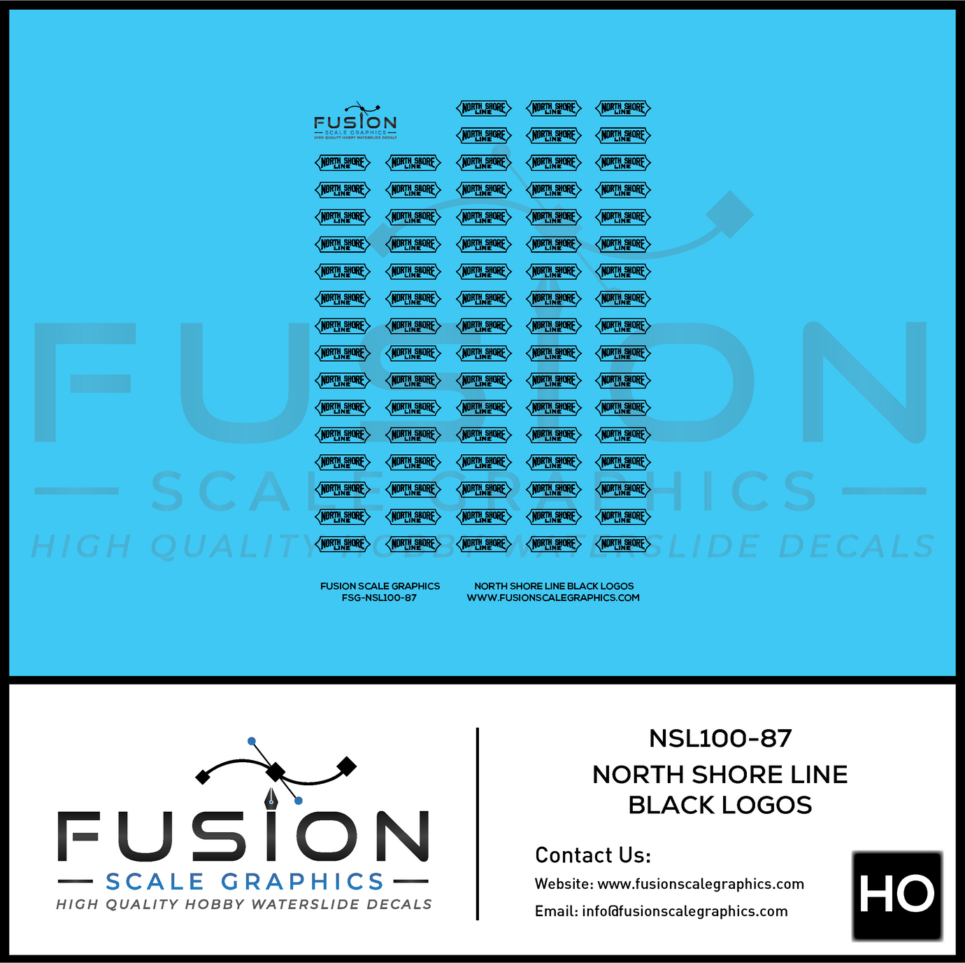 HO Scale North Shore Line Black Logos Decal Set – Fusion Scale Graphics