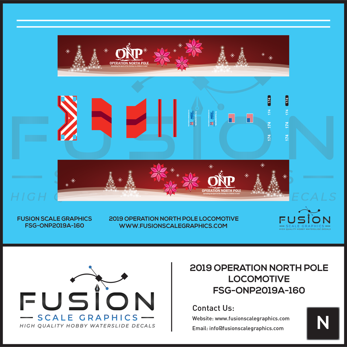 N Scale Metra Operation North Pole 2019 F40PH Locomotive Wrap Decal Se ...