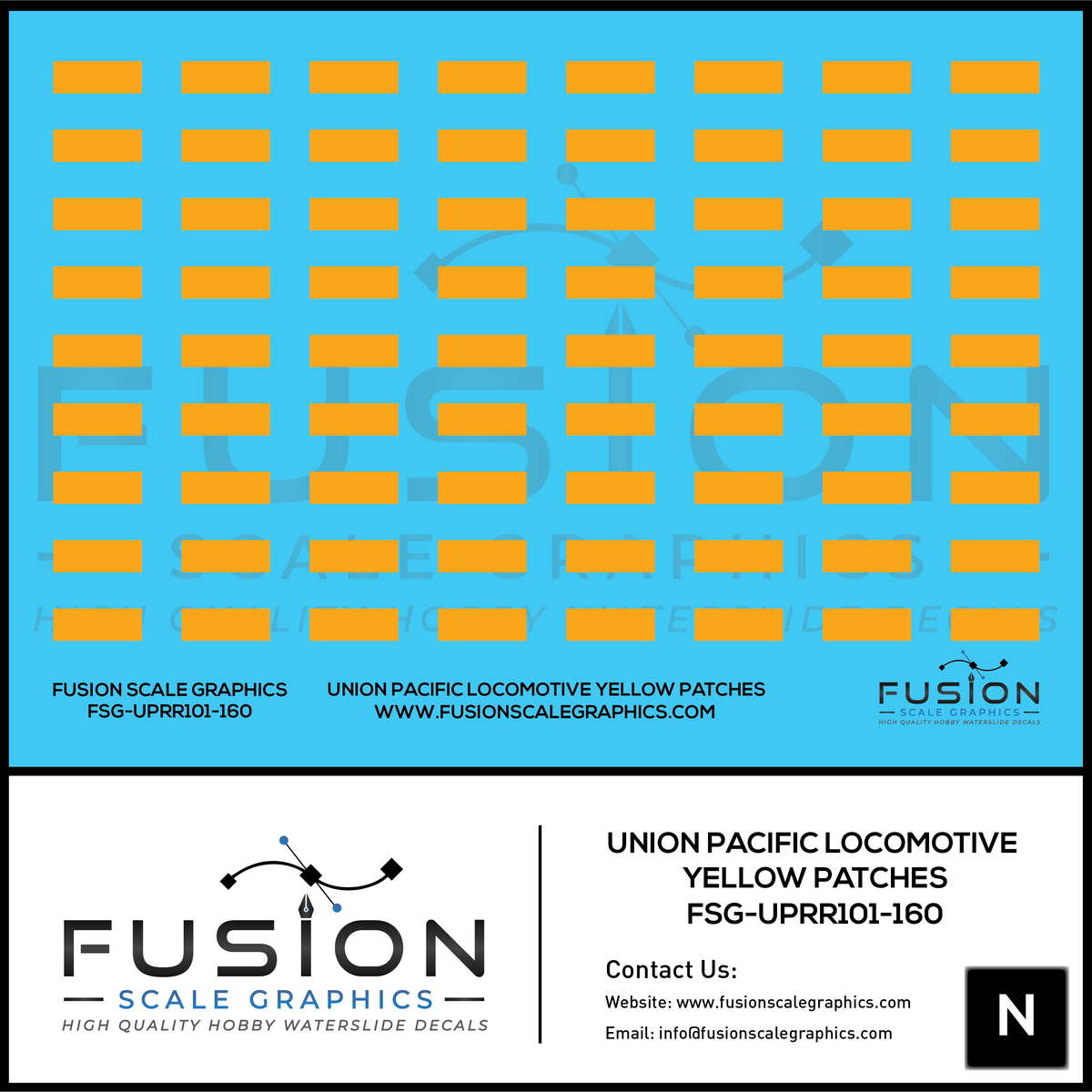 N Scale Union Pacific Yellow Locomotive Cab Patches Decal Set – Fusion ...