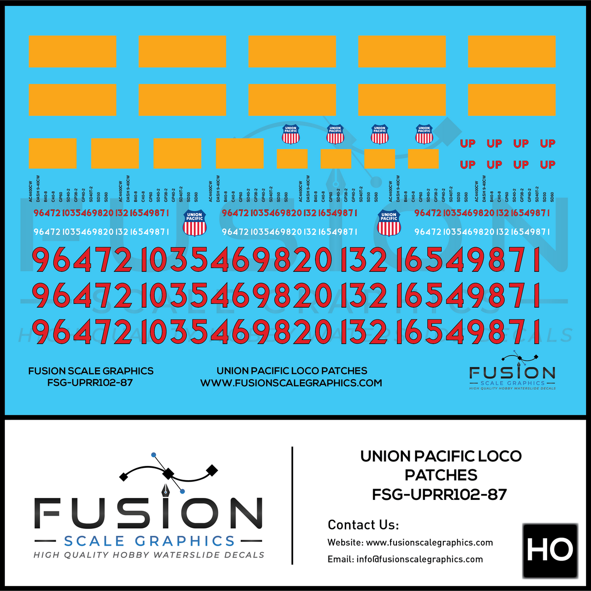 HO Scale Union Pacific Locomotive Patching Decal Set – Fusion Scale ...