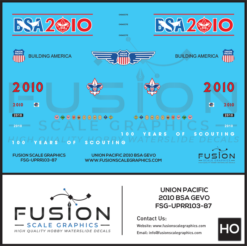 Union Pacific | Decal Set | 2010 | Boy Scout | GEVO | Locomotive | HO ...