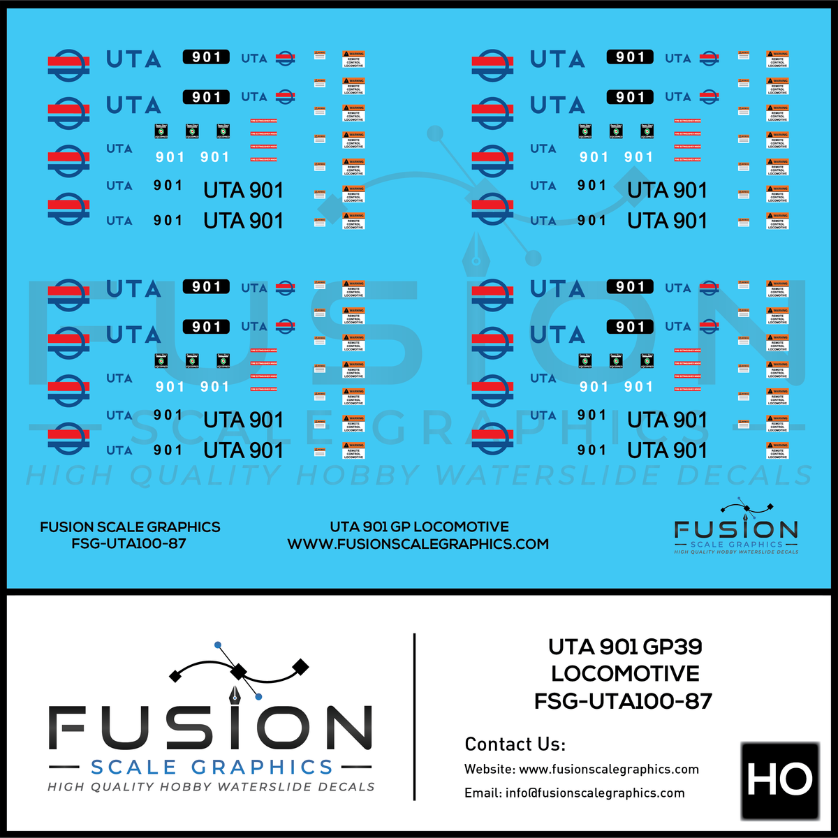 HO Scale Utah Transit Authority EMD GP39 Locomotive Decal Set – Fusion ...
