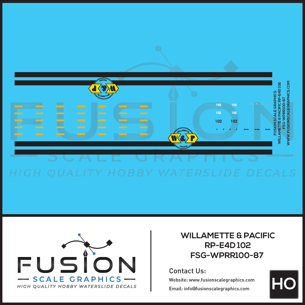 HO Scale Willamette & Pacific Railroad 102 RP-E4D Locomotive Decal Set ...
