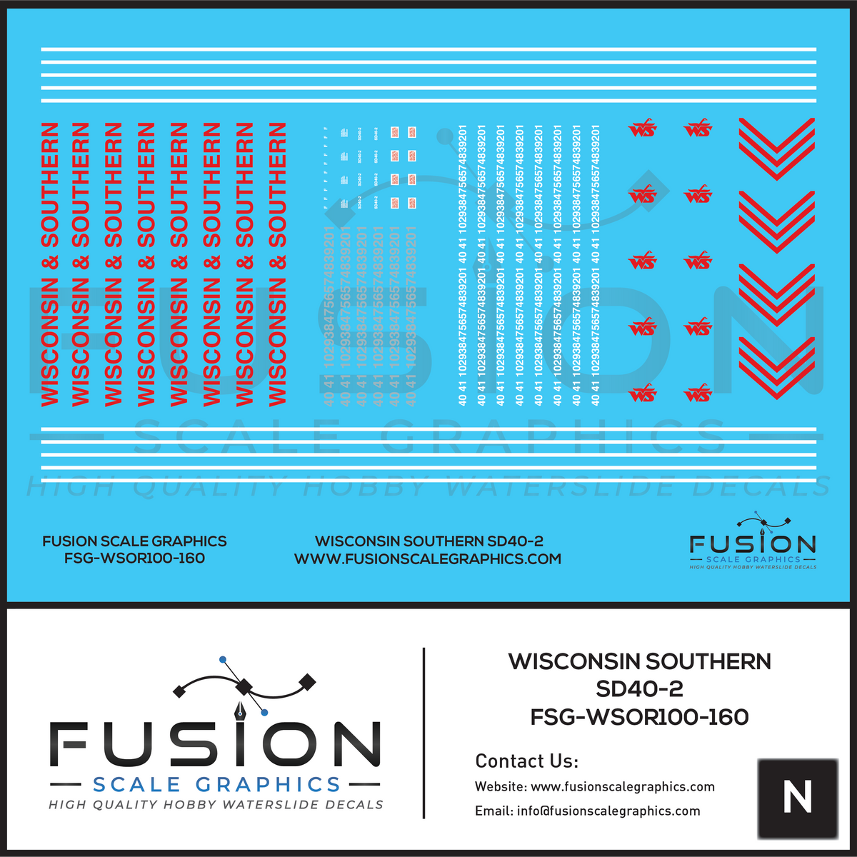 N Scale Wisconsin & Southern EMD SD40-2 Locomotives Decal Set – Fusion ...